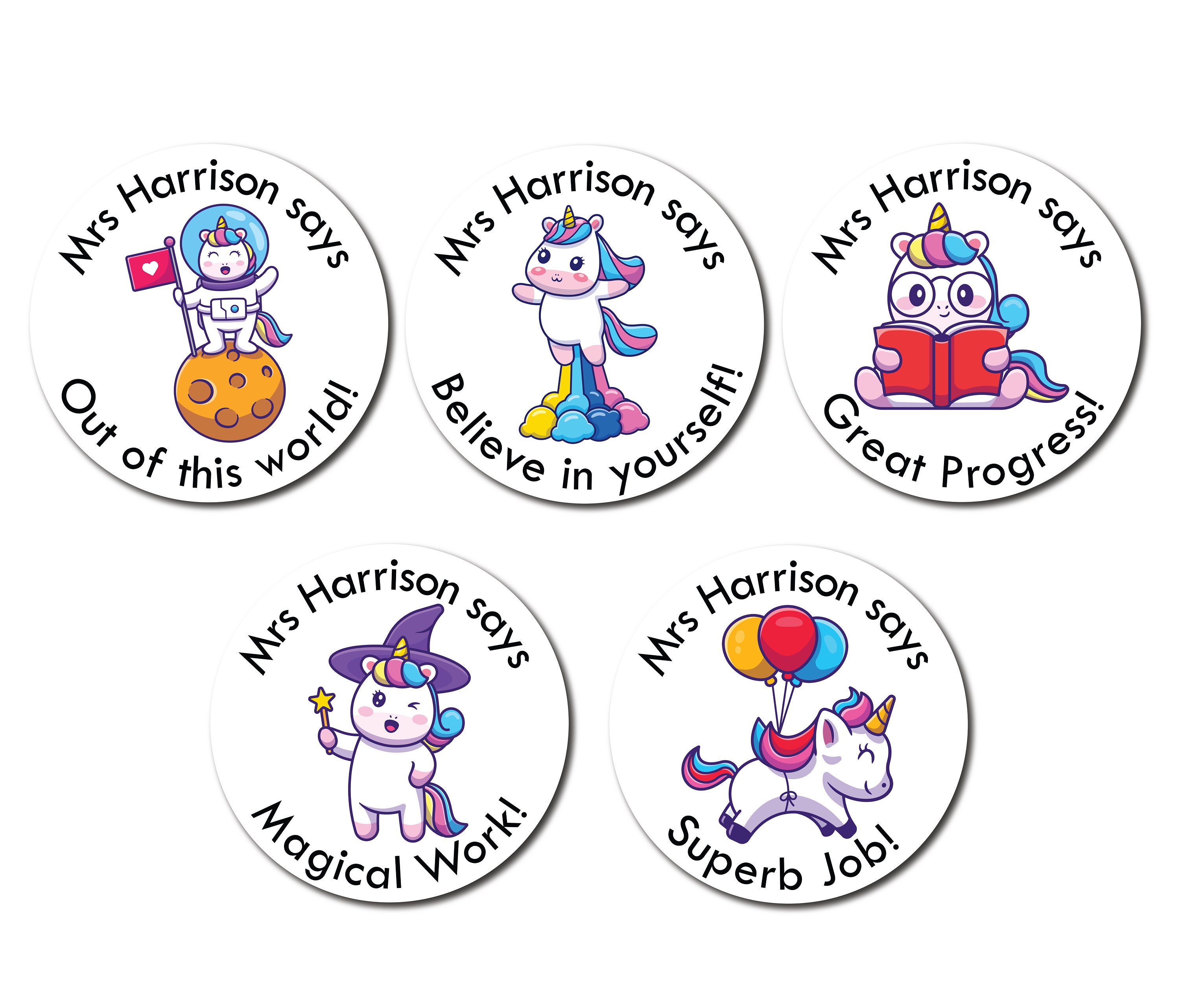 Personalised Teacher Stickers Merit Stickers Glossy Vinyl Sticker Sheet ...