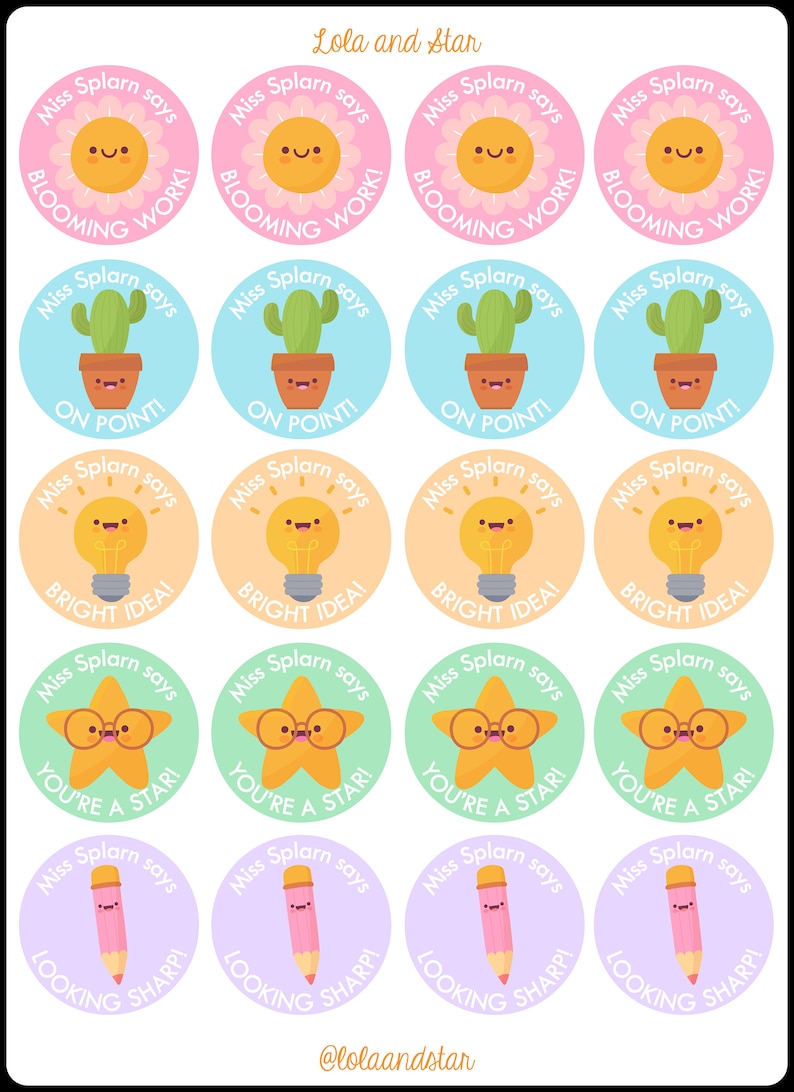 Personalised Teacher Stickers Merit Stickers Matte Vinyl - Etsy Australia