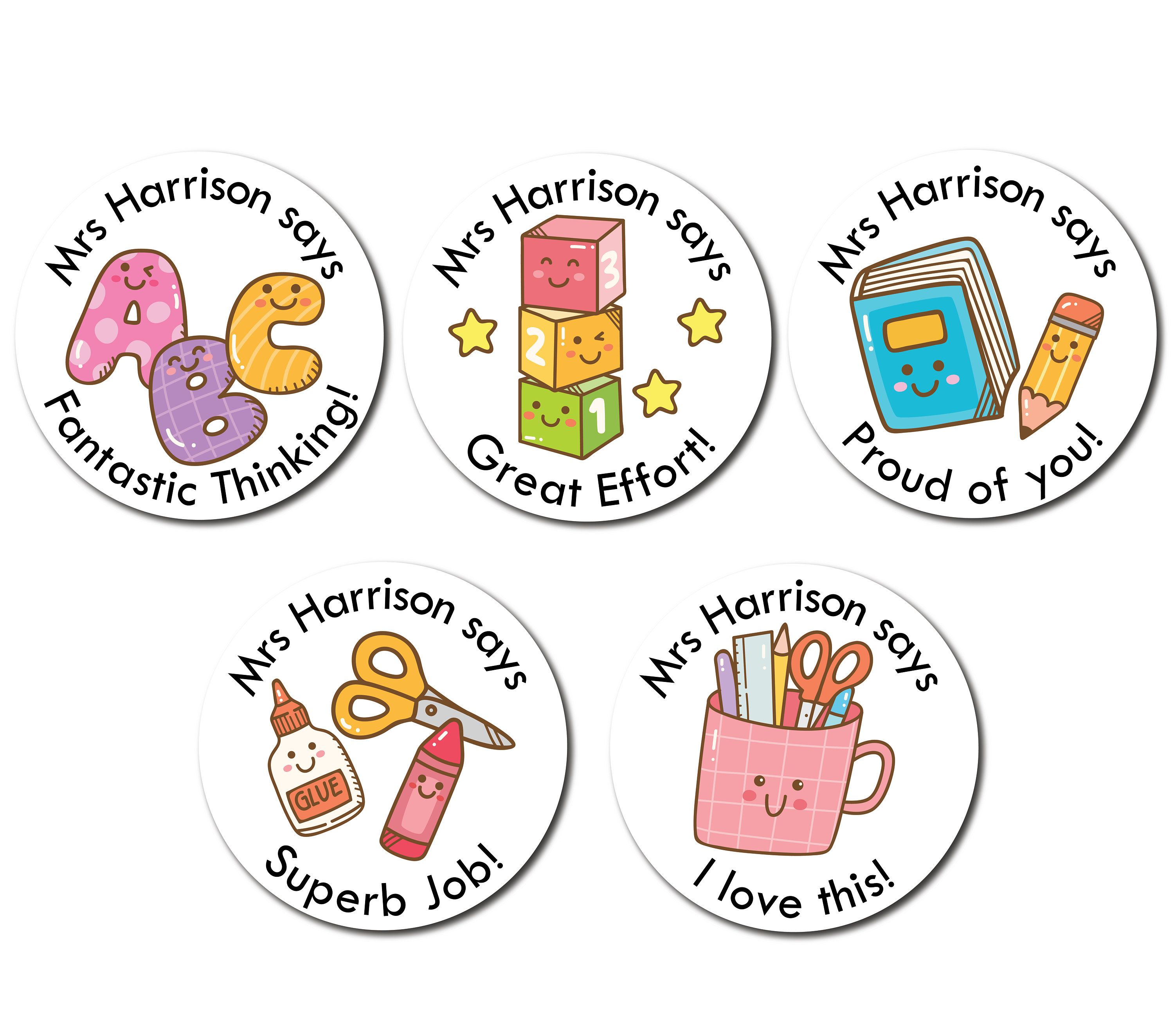 Personalised Teacher Stickers Merit Stickers Glossy Vinyl - Etsy Australia