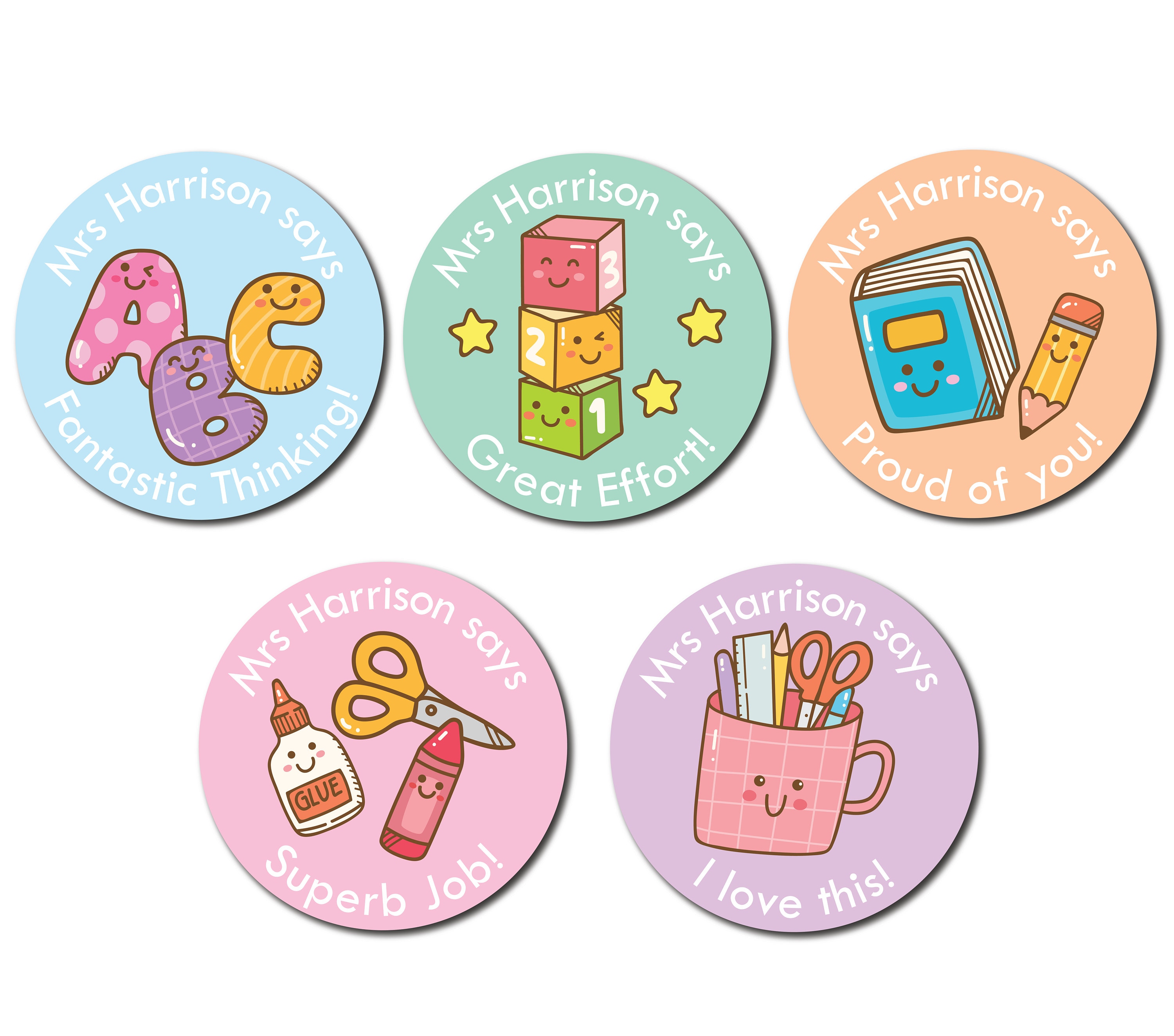 Personalised Teacher Stickers Merit Stickers Glossy Vinyl - Etsy Australia