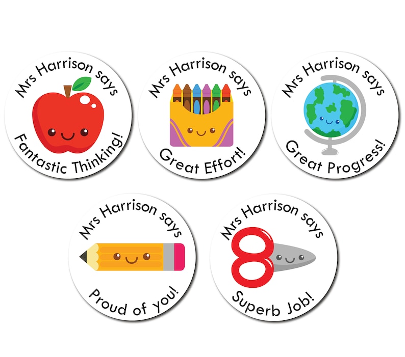 Personalised Teacher Stickers Merit Stickers Glossy Vinyl Sticker Sheet ...