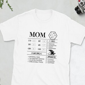 Dnd Dungeons and Dragons T-shirt Mom Character Sheet D&D Tshirt Funny ...