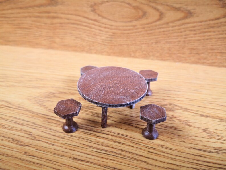 Painted Dnd Furniture Round Table With Stools for Dungeons - Etsy
