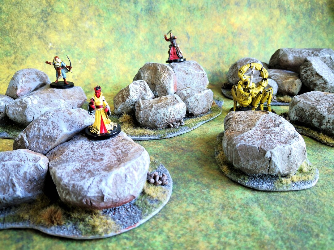Rocks With Bases Set Hand Painted Terrain Big Rocks for Dungeons and ...