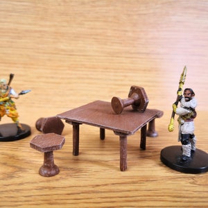 Painted Dnd Furniture | Square Table With Stools for Dungeons and ...