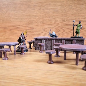 Painted Dnd Furniture Bar and Round Tables Set for Dungeons and Dragons ...