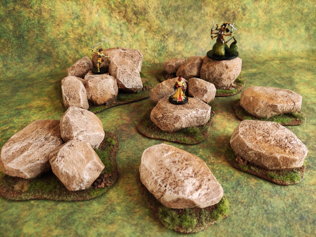 Rocks With Bases Terrain Set Hand Painted | Big Rocks for Dungeons and ...