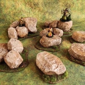 Rocks With Bases Terrain Set Hand Painted | Big Rocks for Dungeons and ...
