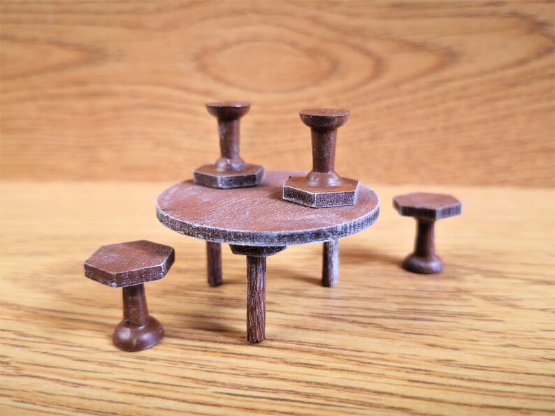 Painted Dnd Furniture Round Table With Stools for Dungeons - Etsy