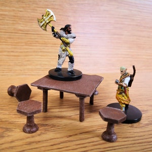 Painted Dnd Furniture | Square Table With Stools for Dungeons and ...