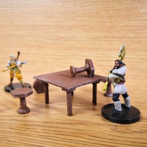 Painted Dnd Furniture | Square Table With Stools for Dungeons and ...