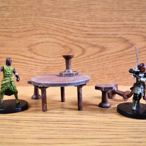 Painted Dnd Furniture | Round Table With Stools for Dungeons and ...