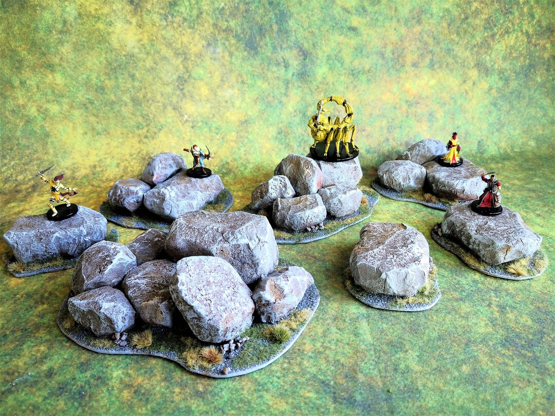 Painted Rocks Scatter Terrain, Fake Foam Rocks With Bases for Tabletop ...
