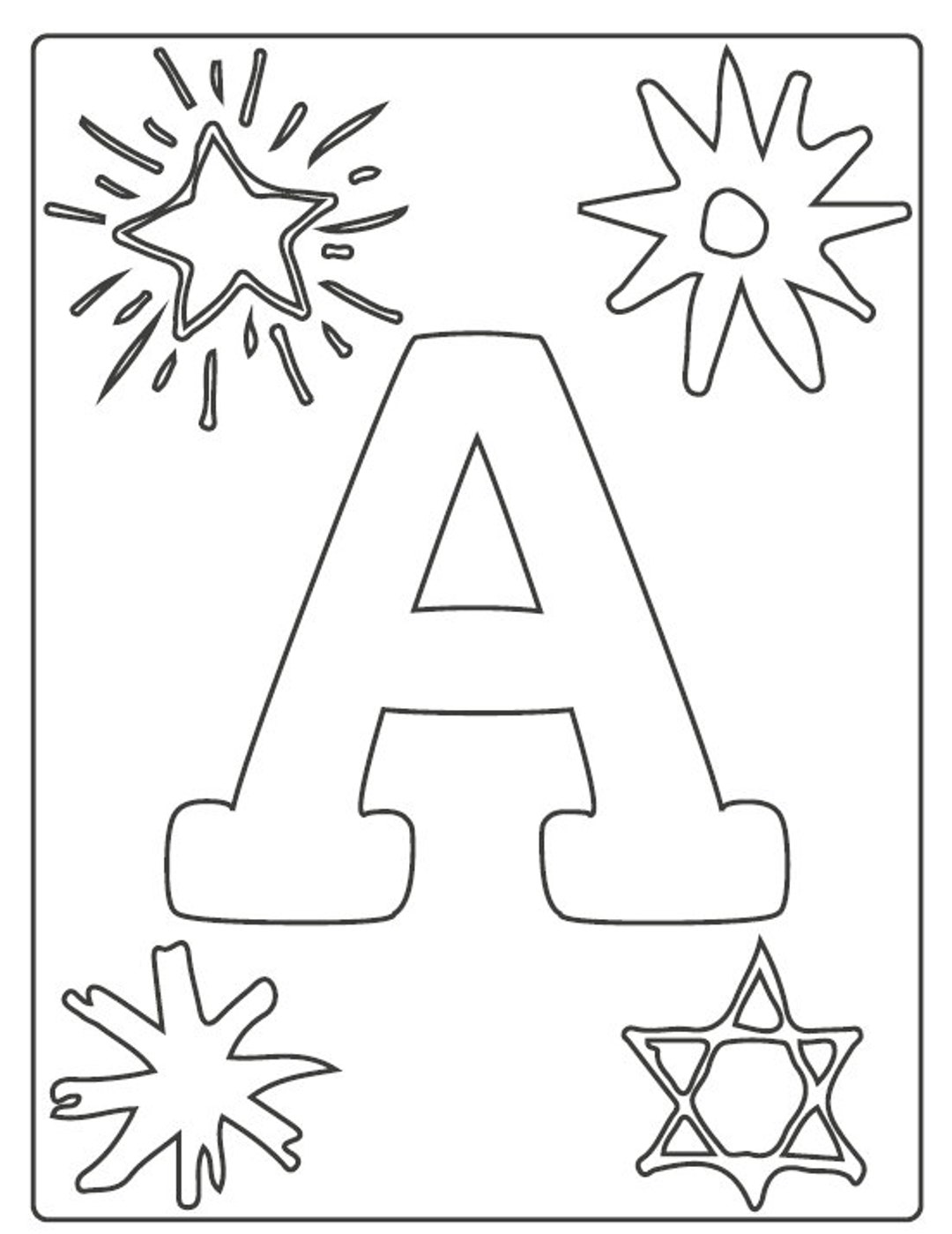 Abc's With Stars Coloring Pages - Etsy