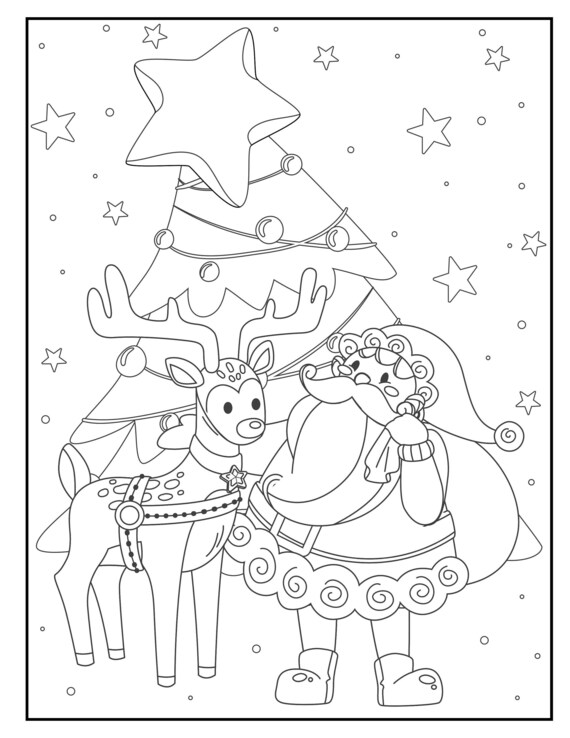 Printable Christmas and Winter Theme Coloring Book 40 Pages - Etsy