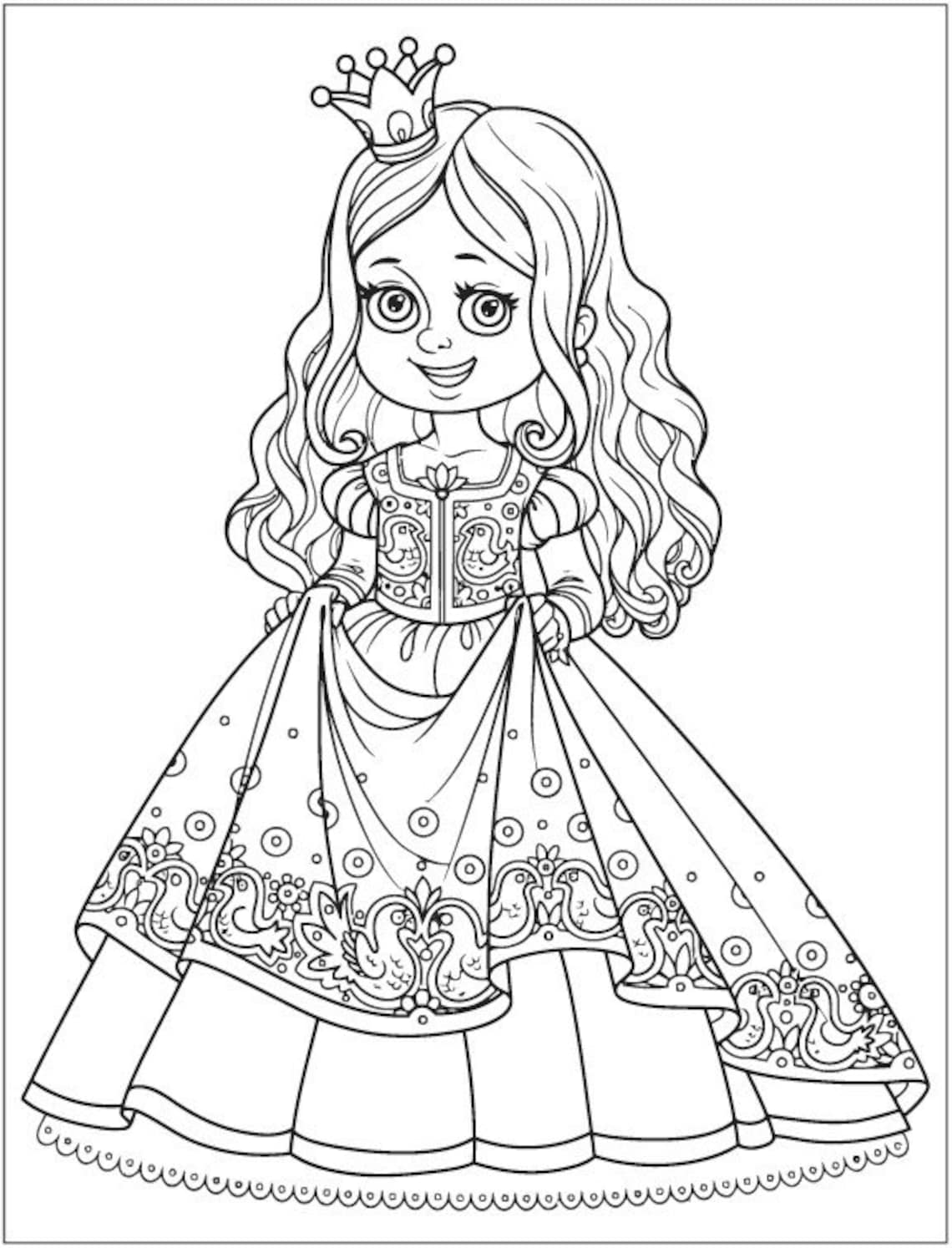 20 Princess Coloring Pages for Kids - Etsy Canada