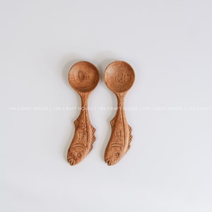 Hand-carved Fish Wooden Spoon Personalized Gift for Fish Lover, Wooden ...