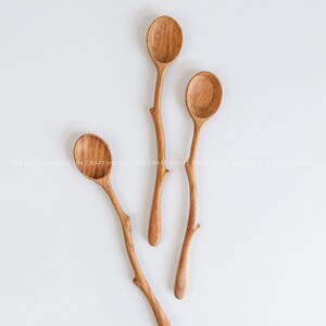 Handcrafted Twig Wooden Spoon for Stirring, Mixing, Drinking, Tasting ...
