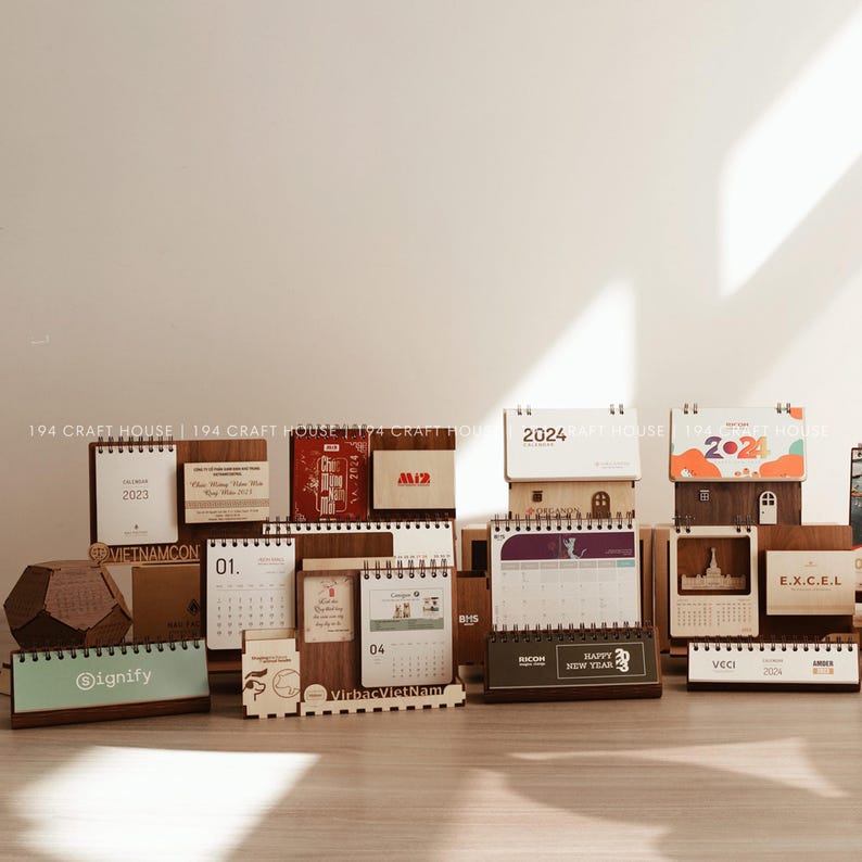 Personalized Walnut Wood Desk Calendar: Engraved Corporate Gift - Etsy