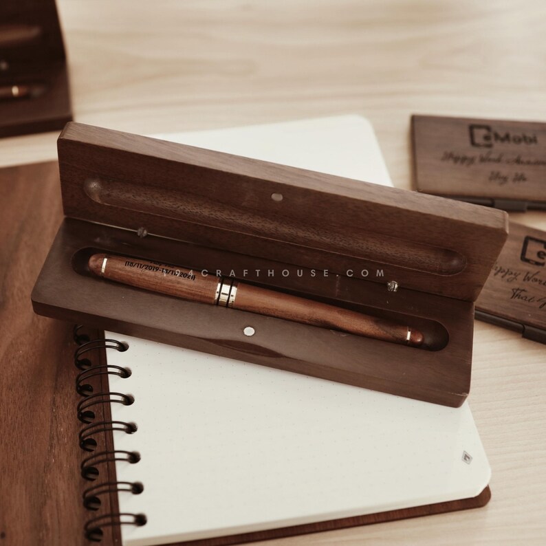 Custom Monogrammed Engraved Notebook & Pen Set Personalized Gift for ...