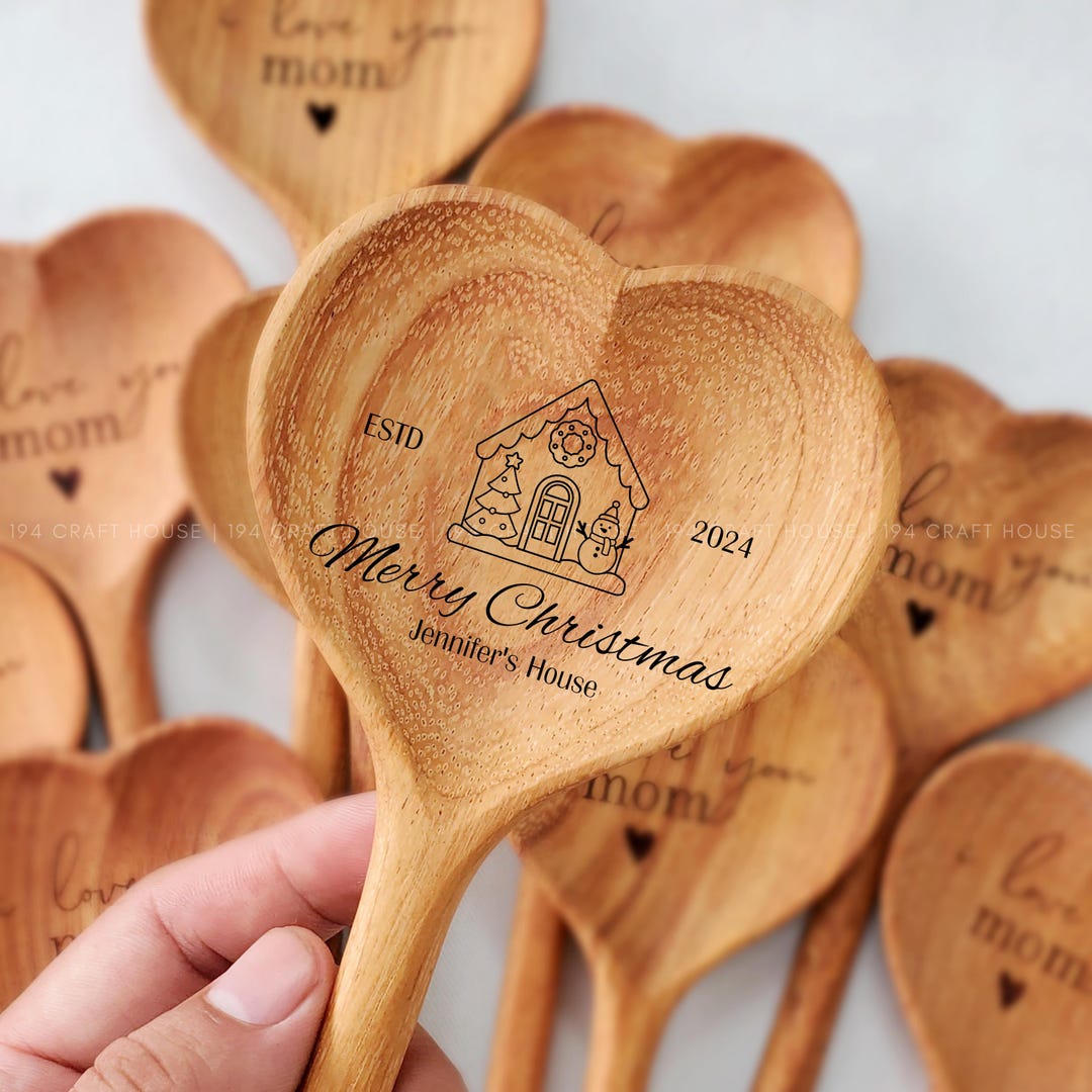 Laser Engraved Wooden Spoon Personalized Christmas Gift for Her/ Him ...