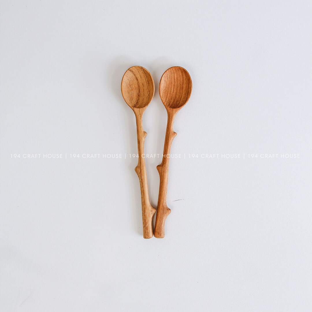Handcrafted Branch Tree Wooden Spoon for Eating, Mixing, Tasting ...