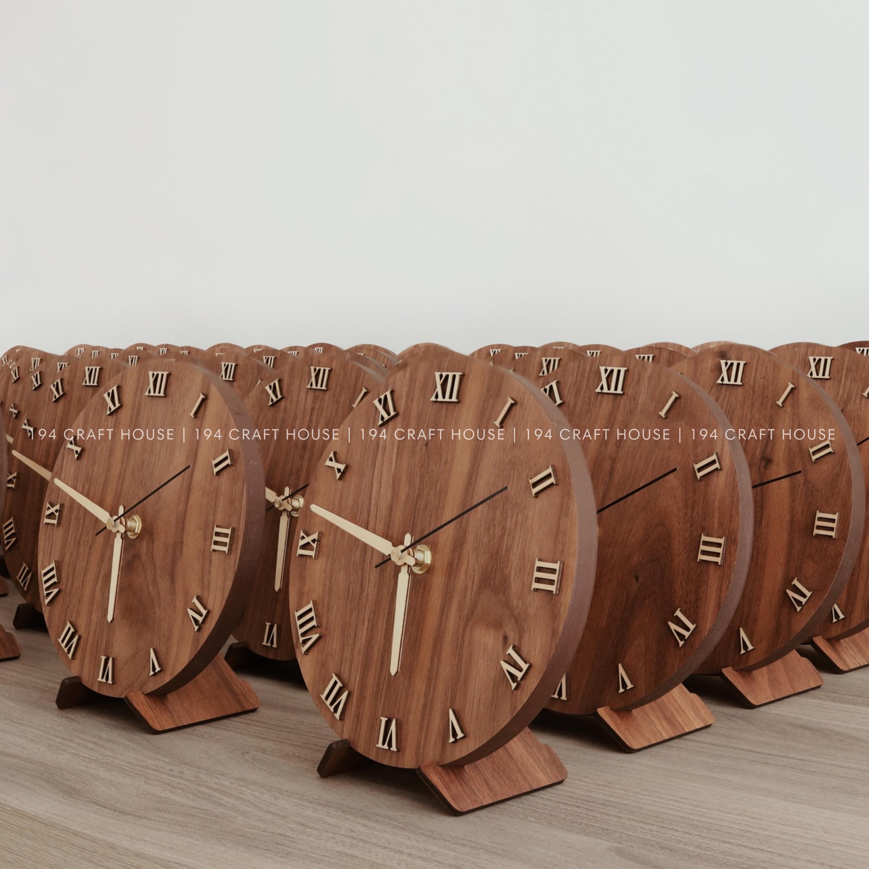 Custom Engraved Wood Desk Clock: Personalized Corporate Gift - Etsy