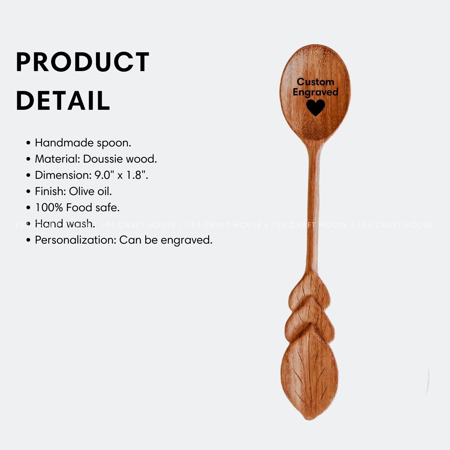 Handmade Wood Leaf Spoon: Personalized Engraved Gift - Etsy