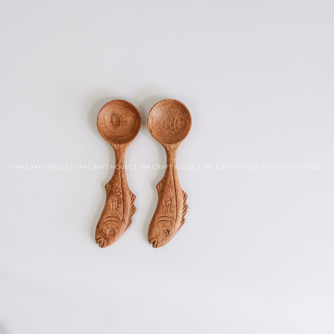 Hand-carved Fish Wooden Spoon Personalized Gift for Fish Lover, Wooden ...