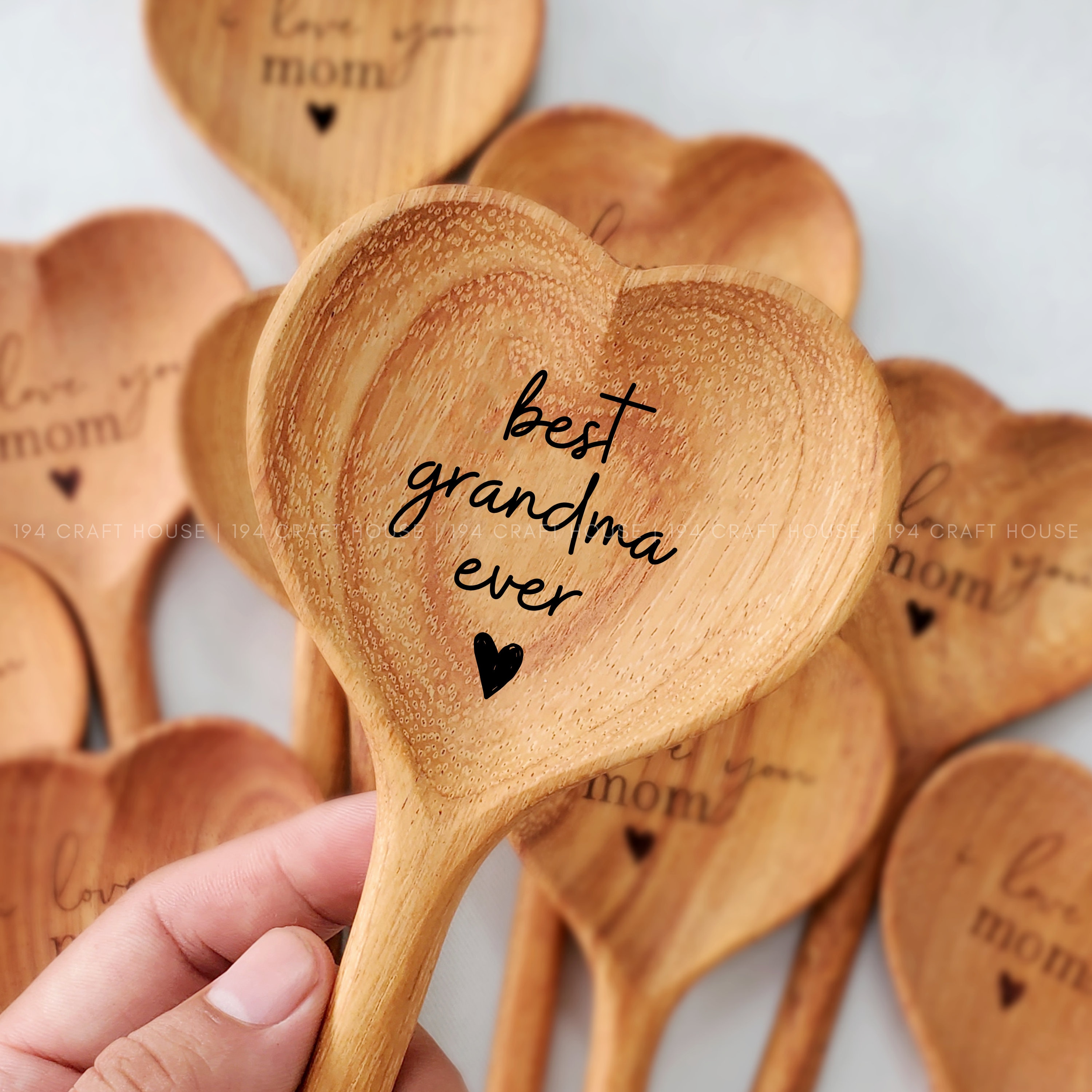 Best Grandma Ever Custom Engraved Wooden Heart Spoon Personalized Gift ...