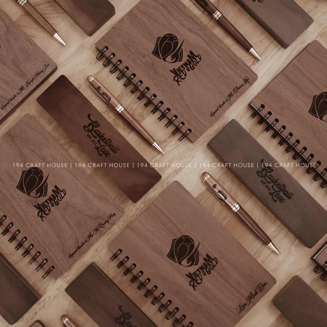 Engraved Wooden Pen and Notebook Set: Personalized Corporate Gift - Etsy