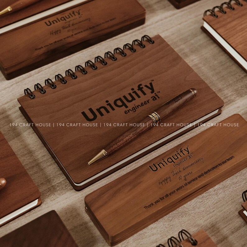 Custom Engraved Wooden Pen Set: Corporate Gift With Case & Notebook - Etsy