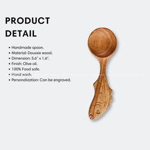 Hand-carved Fish Wooden Spoon Personalized Gift for Fish Lover, Wooden ...