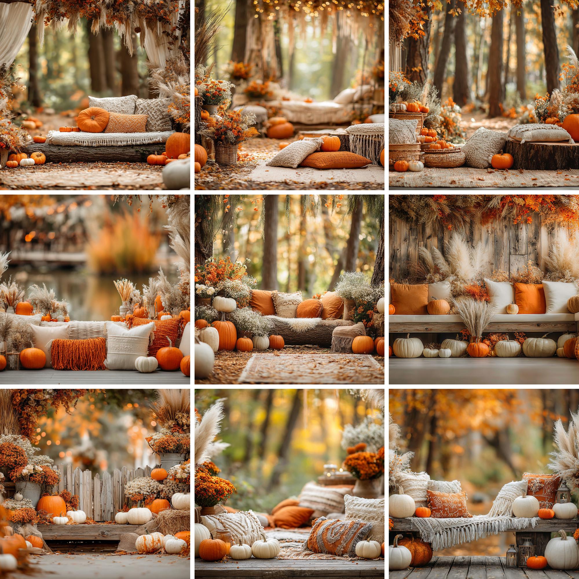 40 Autumn Pumpkin Patch Digital Backdrop for Maternity and Kids ...