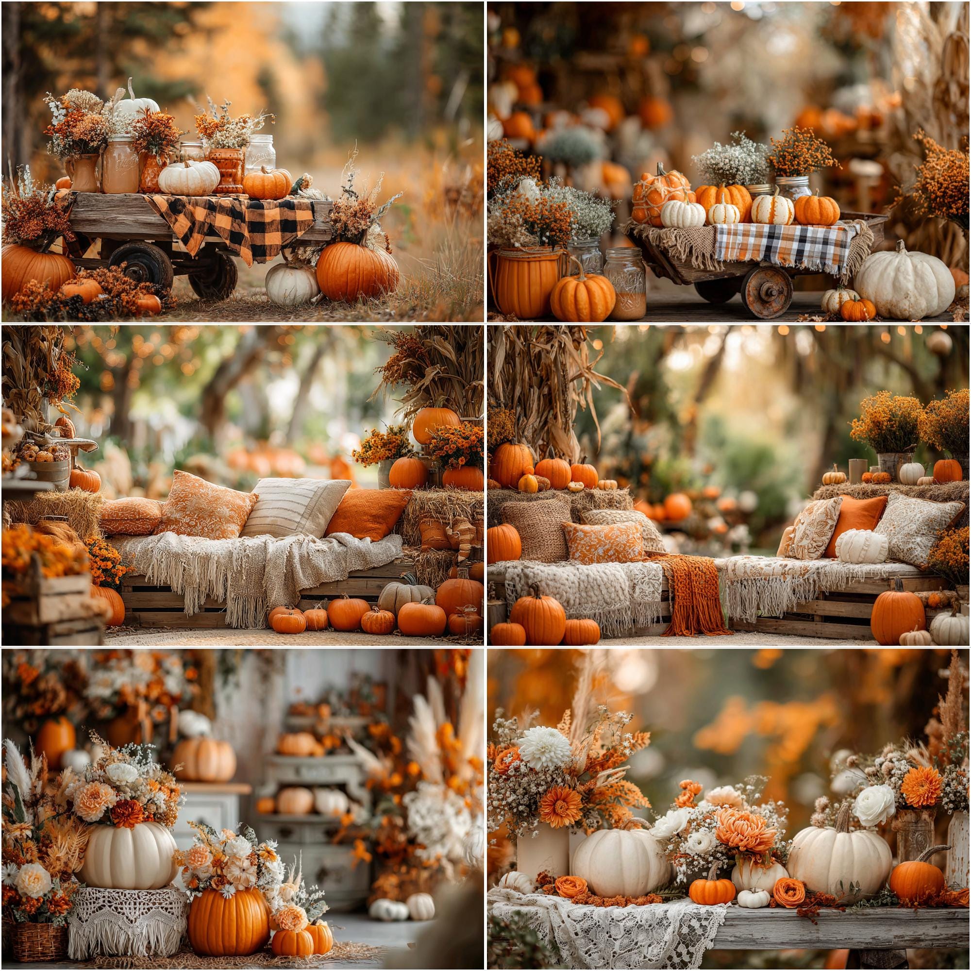 40 Autumn Pumpkin Patch Digital Backdrop for Maternity and Kids ...