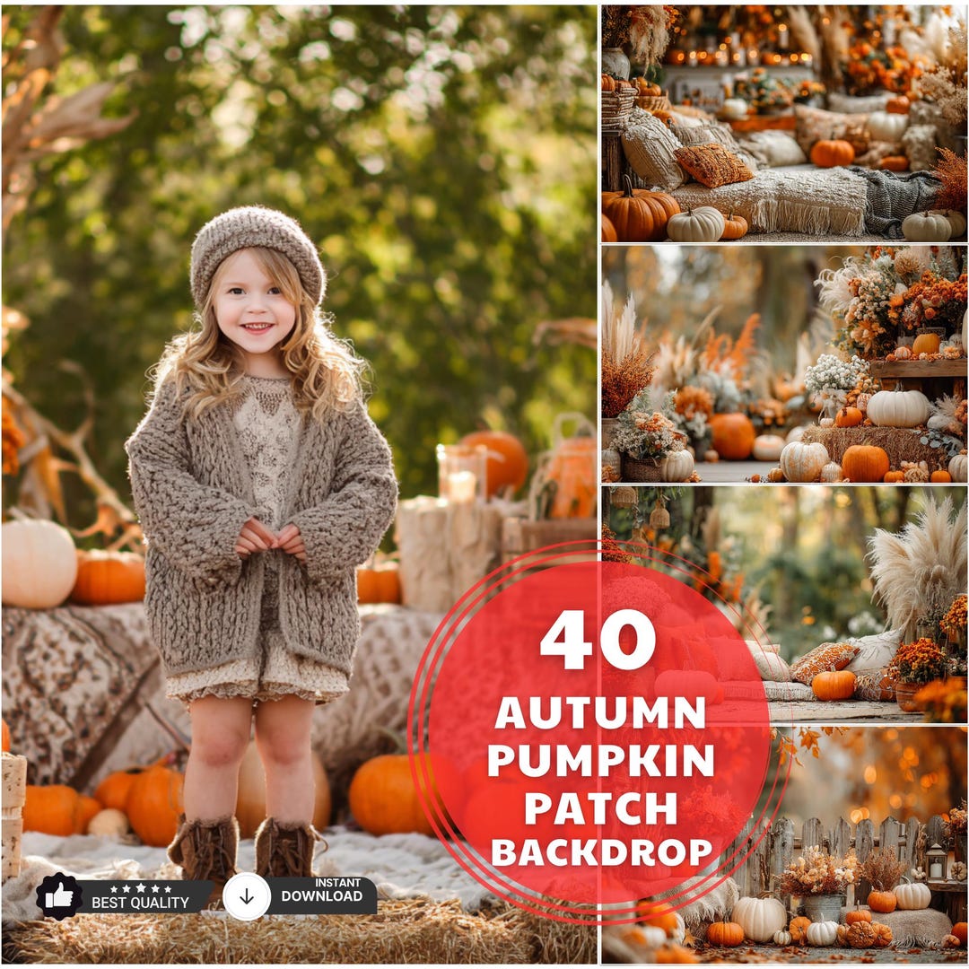40 Autumn Pumpkin Patch Digital Backdrop for Maternity and Kids ...