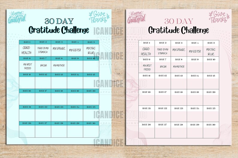 30 Day Gratitude Printable Challenge, Gratitude Journal, Grateful Goal ...