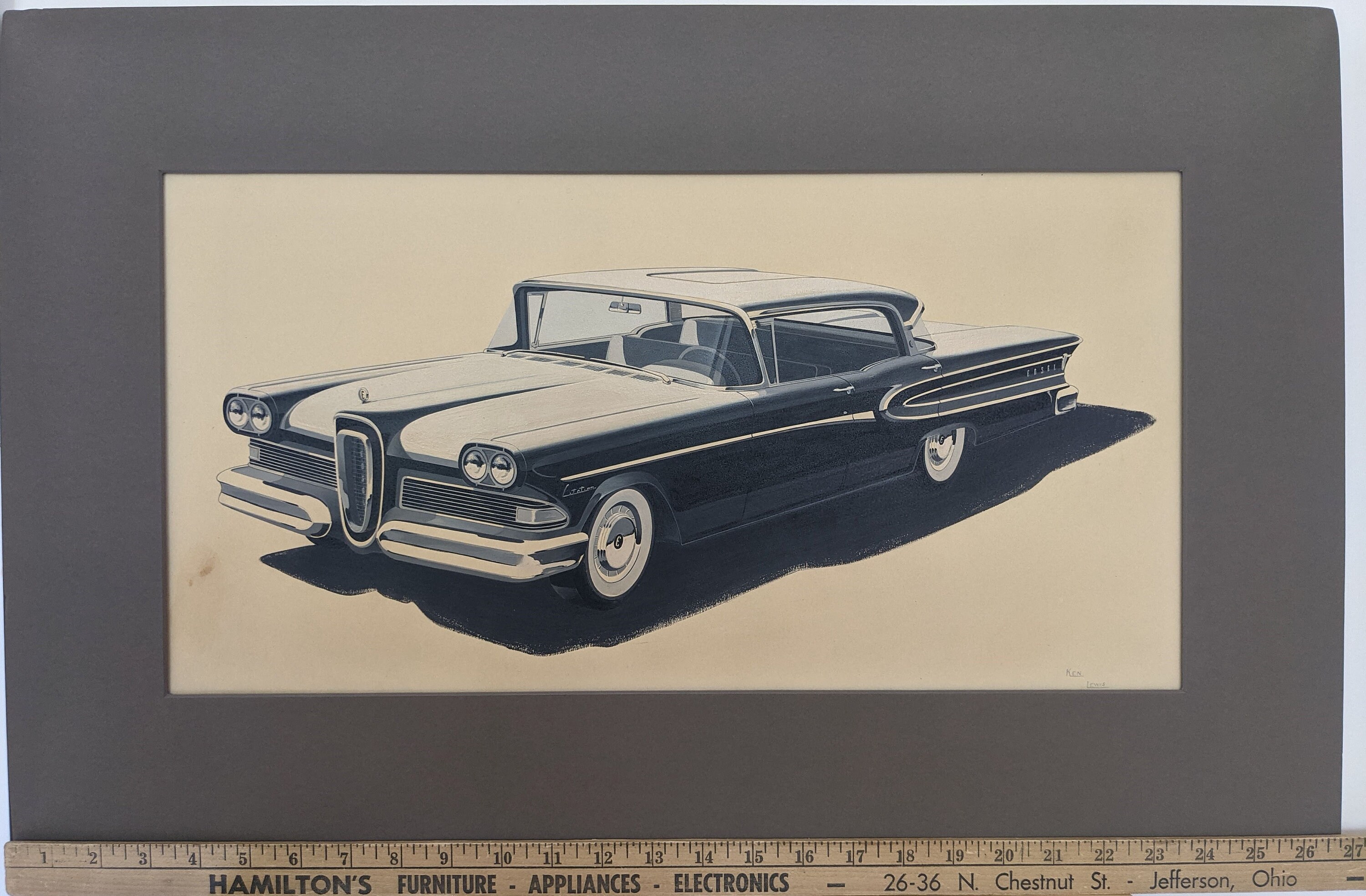 Vintage Painting of Ford Edsel Custom Car Headed Left by - Etsy