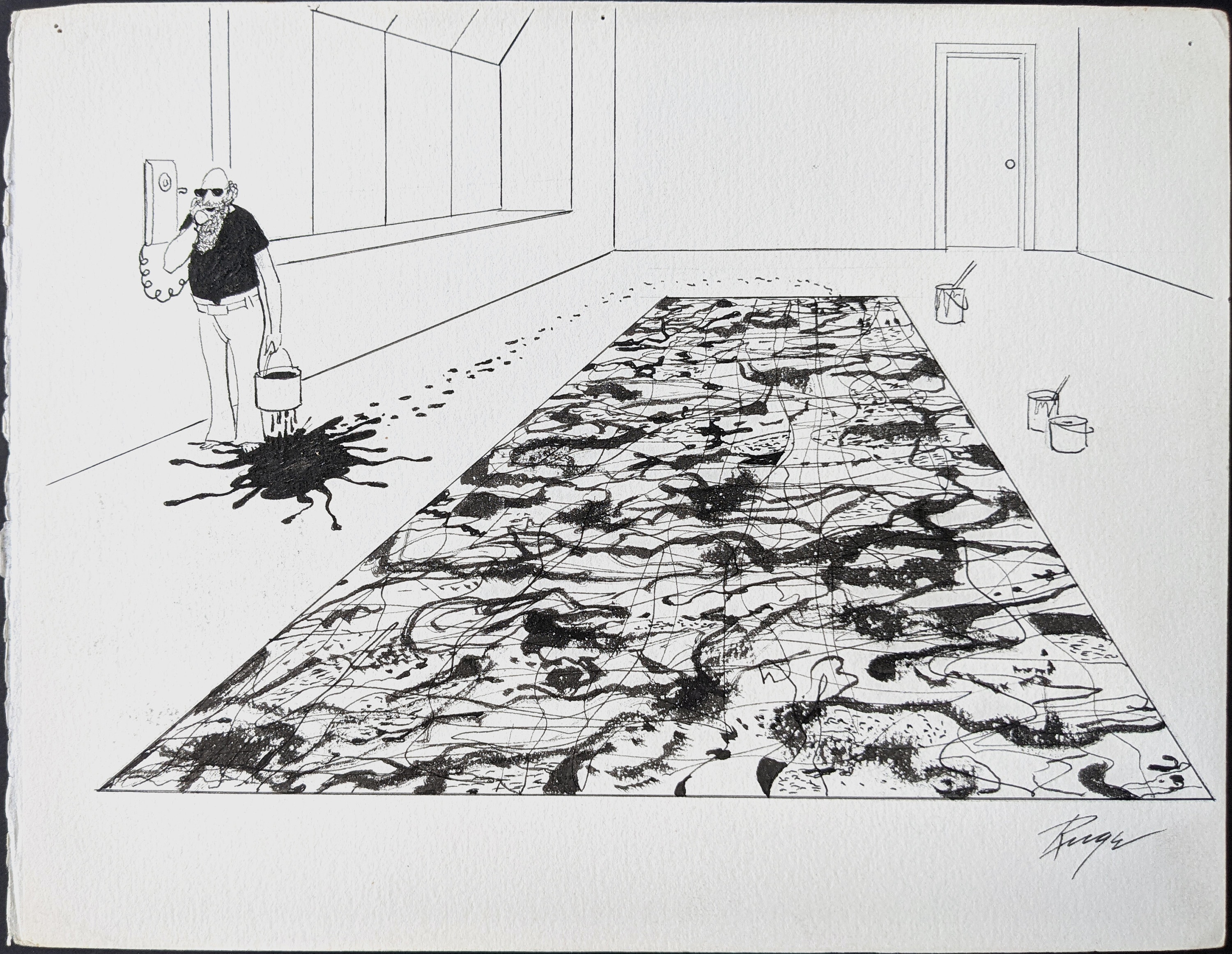 Vintage Magazine Cartoon of Abstract Painter Answering the Phone by ...