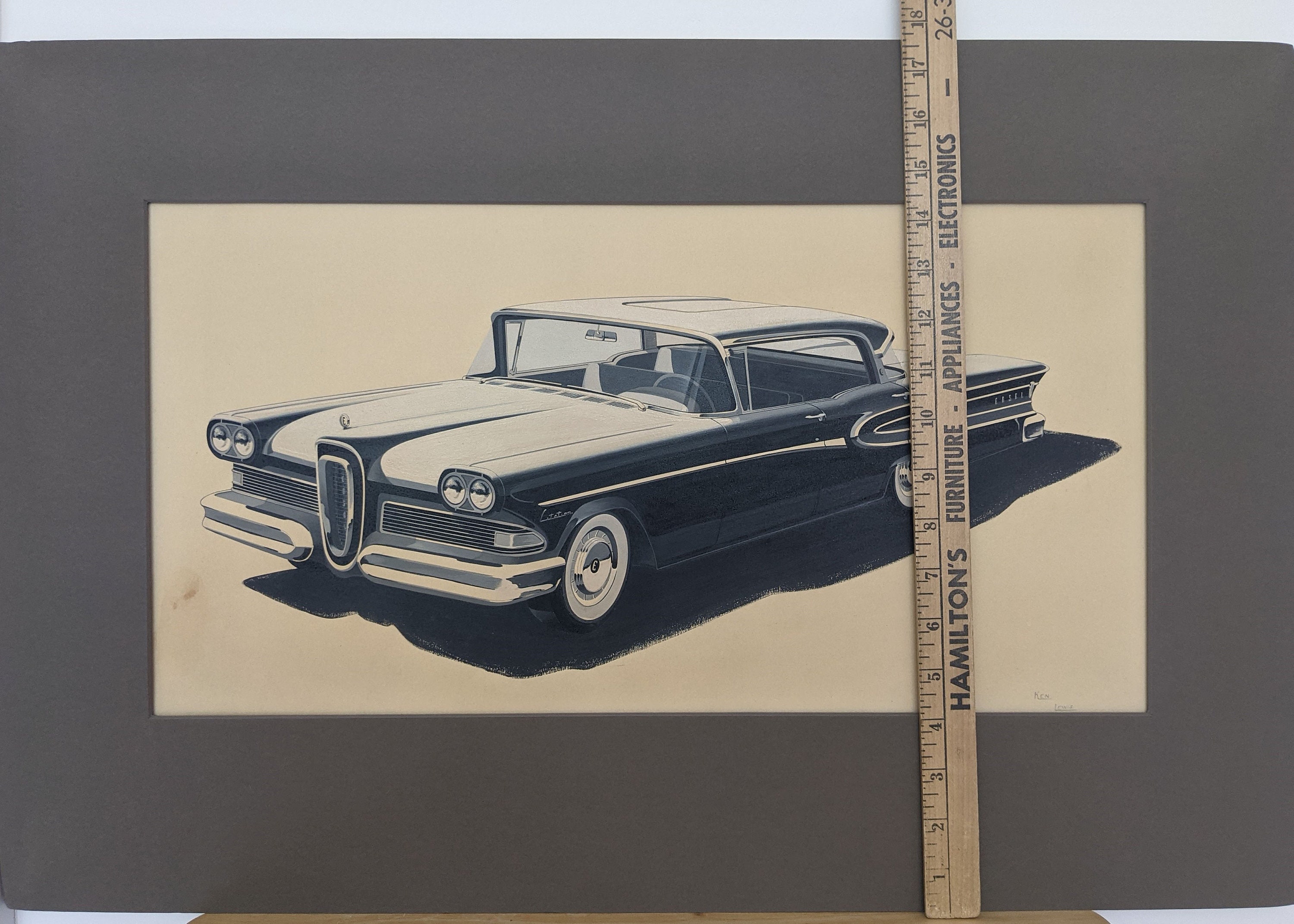 Vintage Painting of Ford Edsel Custom Car Headed Left by - Etsy