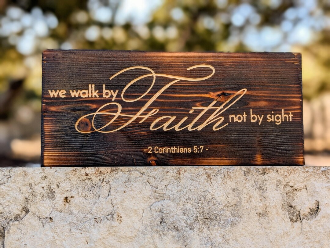 Wood Burned Faith Sign, Rustic Farmhouse Scripture Decor - Etsy