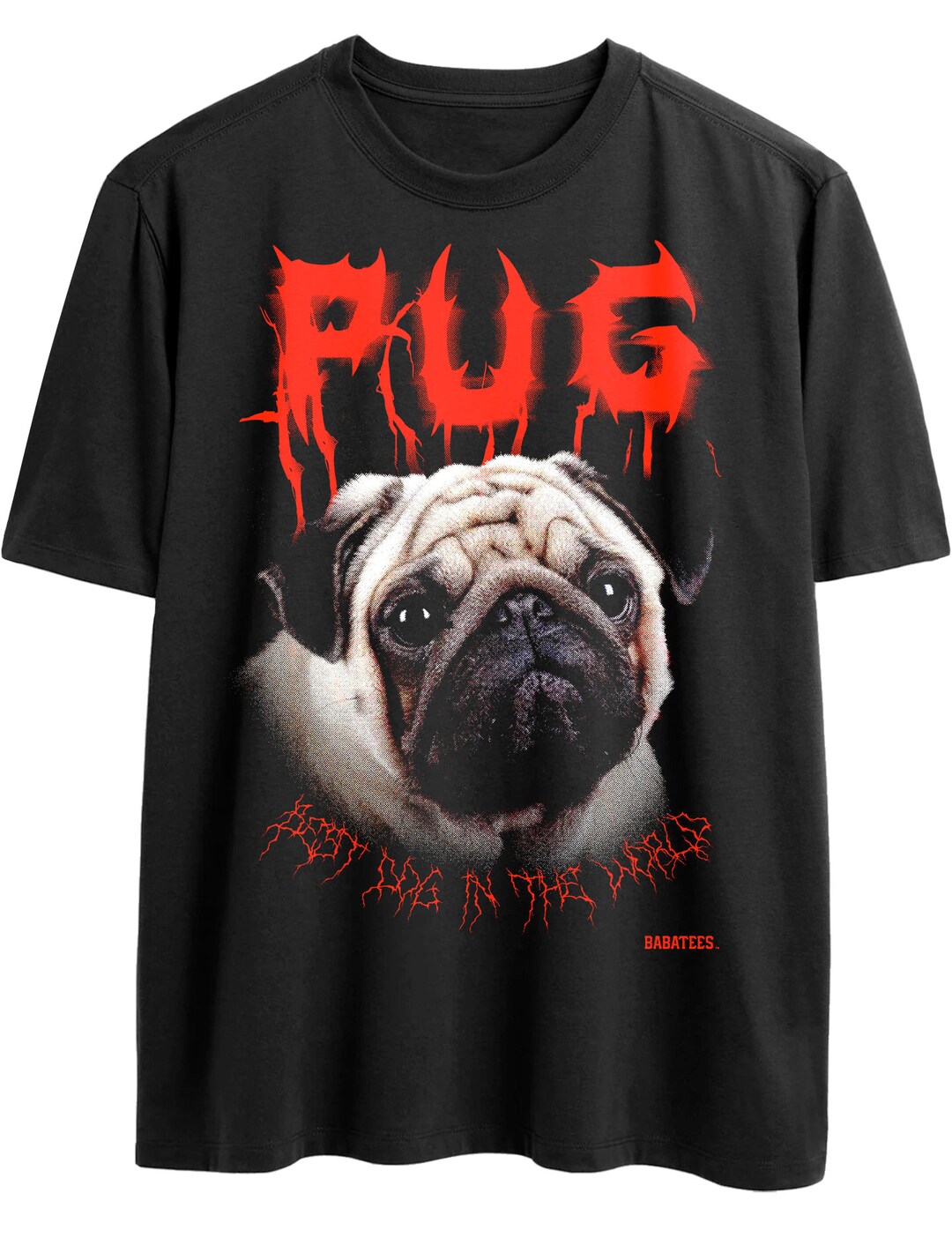 Pug Dog Epic Punk Rock Black Death Metal Tshirt for Pugs Mom or Dog Dad ...
