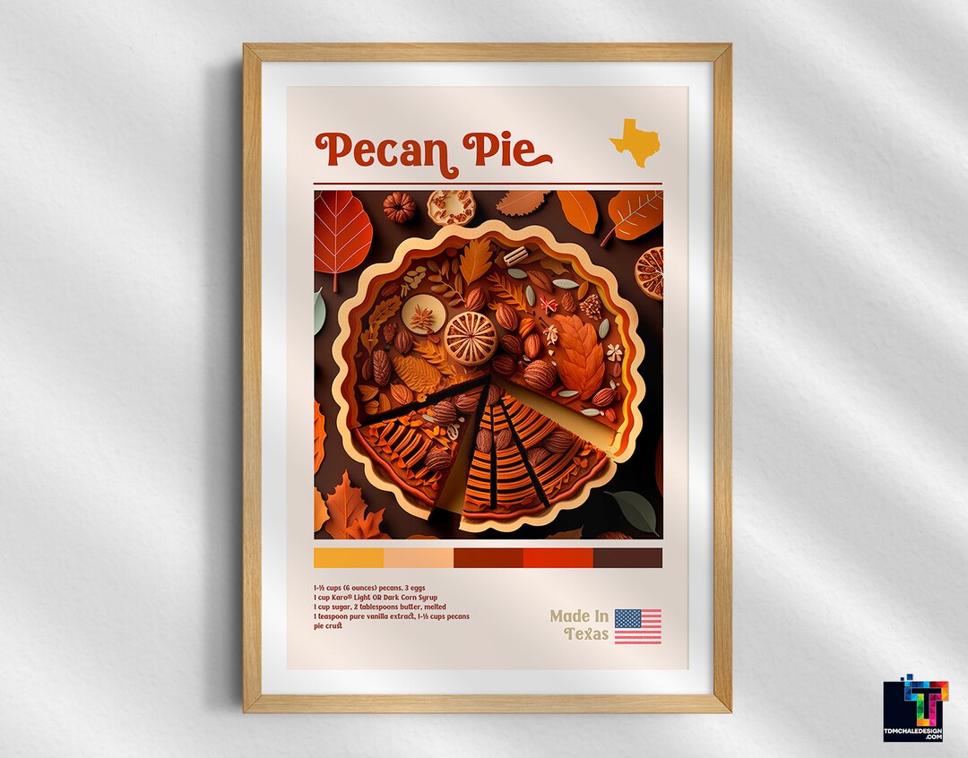 Pecan Pie Art Print | Modern Kitchen Bakery | Gallery Wall Poster ...