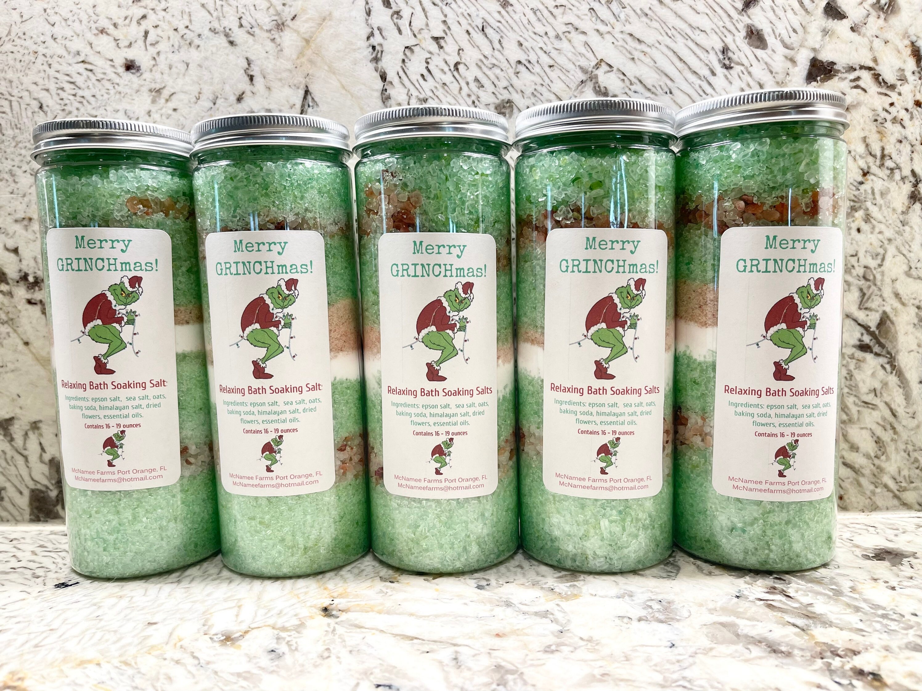 The Grinch Christmas Themed Organic Exfoliating Sugar Scrubs, Bath Soak ...