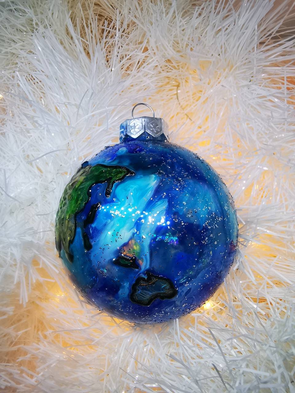 Earth Globe Christmas Ornament, Glass Ball, Christmas Decoration ...
