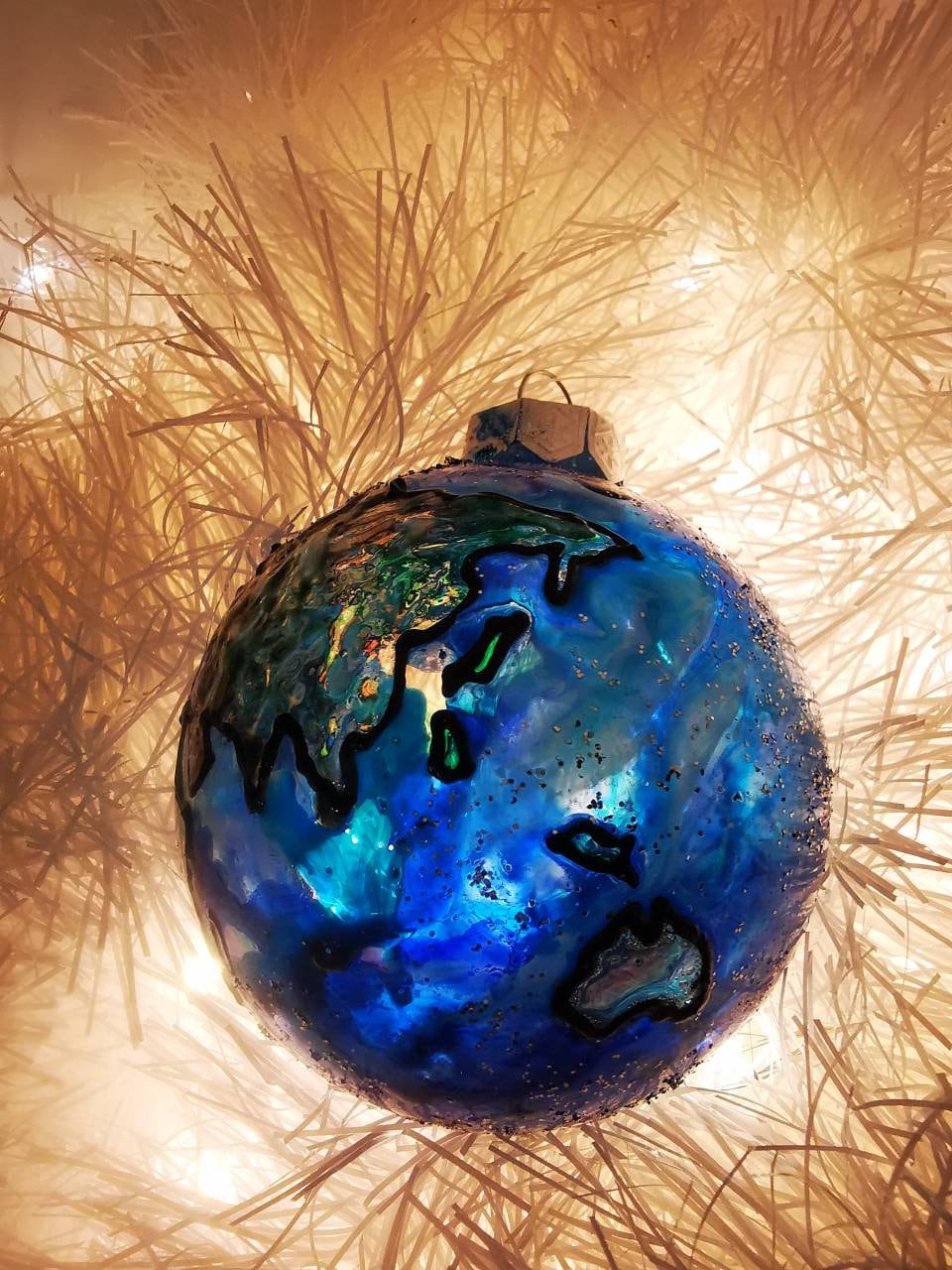 Earth Globe Christmas Ornament, Glass Ball, Christmas Decoration ...