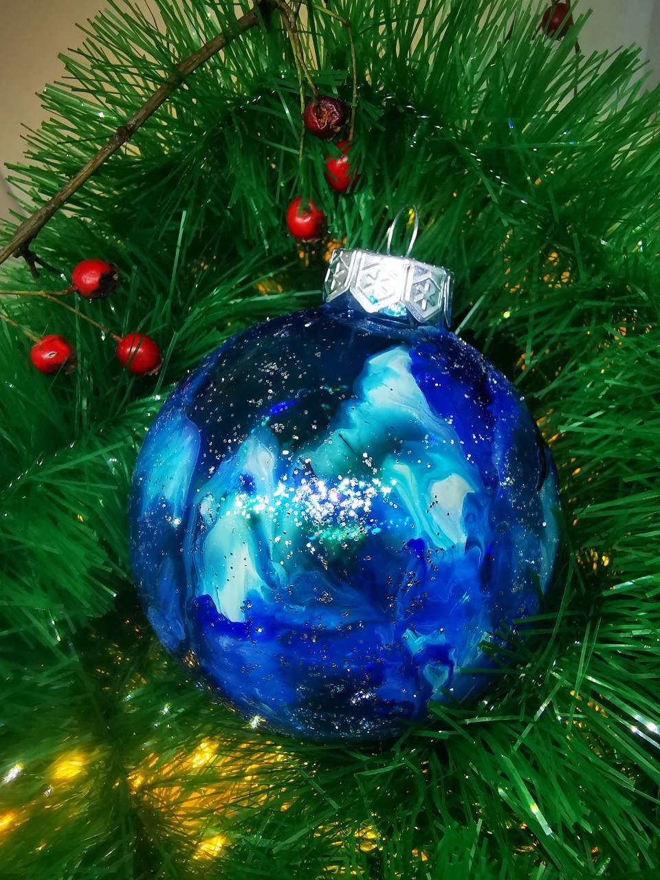 Earth Globe Christmas Ornament, Glass Ball, Christmas Decoration ...