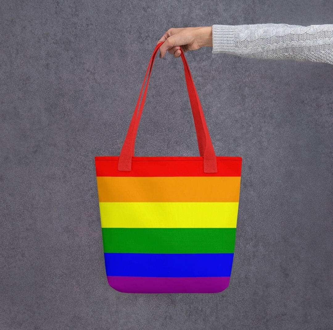 Rainbow Tote Bag Lgbtq Tote Bag Pride Flag Tote Bag Etsy