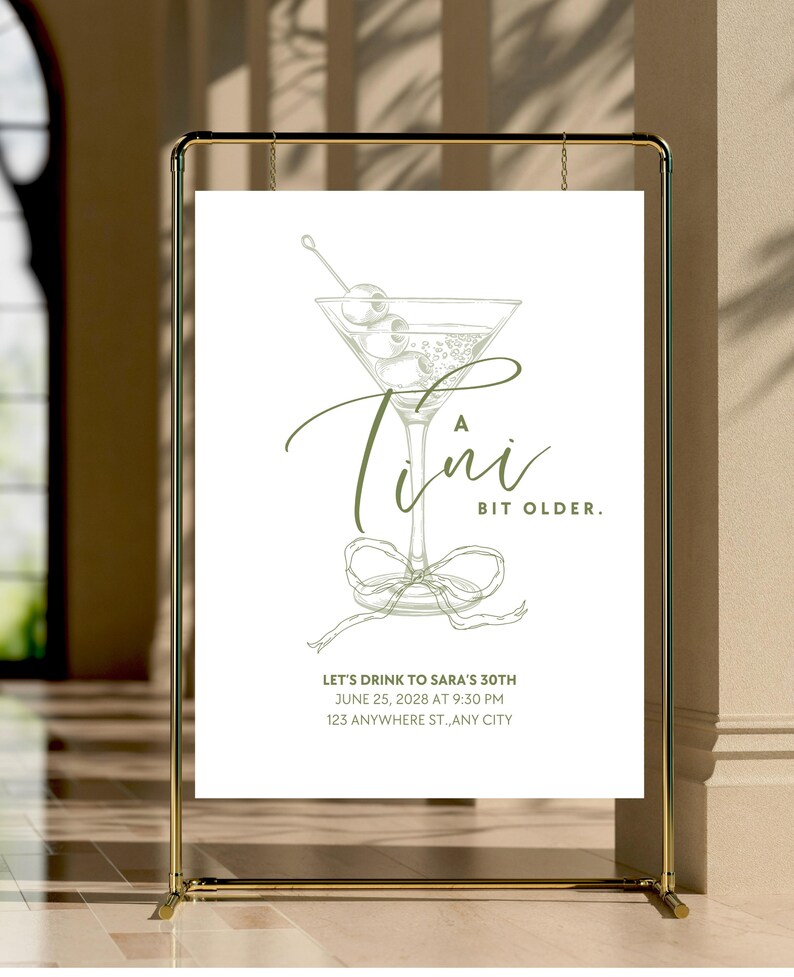 Customizable, Downloadable A Tini Bit Older Martini-themed Welcome Sign ...