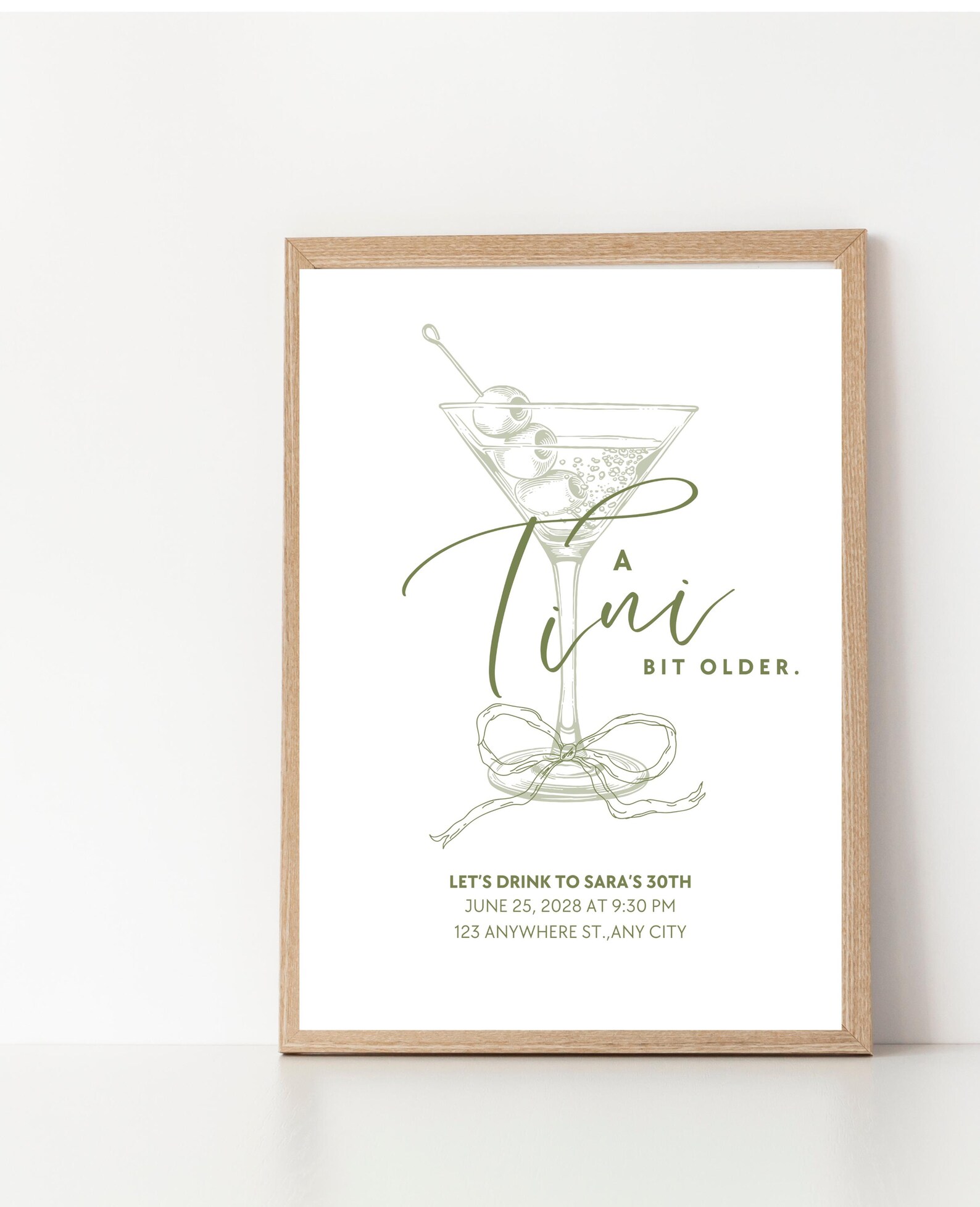 Customizable, Downloadable A Tini Bit Older Martini-themed Welcome Sign ...